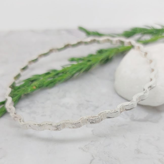 Sterling Silver Single Ripple Bangle - Folksy