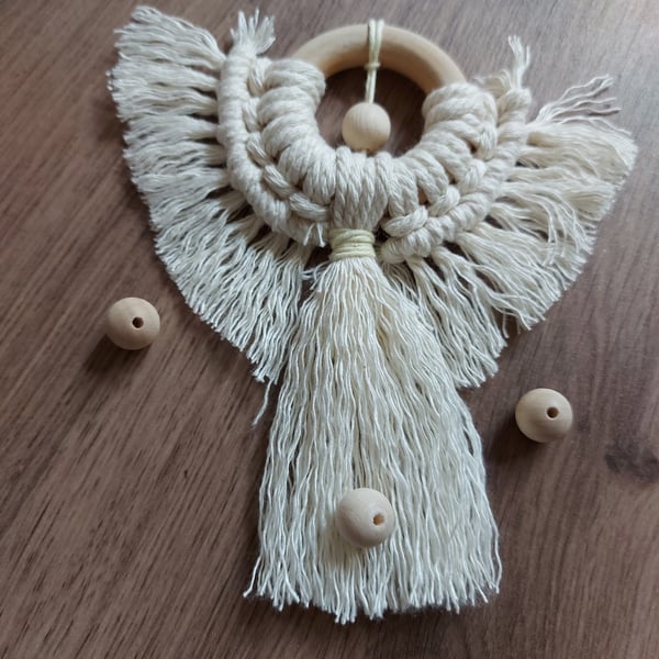 Handmade macrame angel or fairy in cream - Folksy