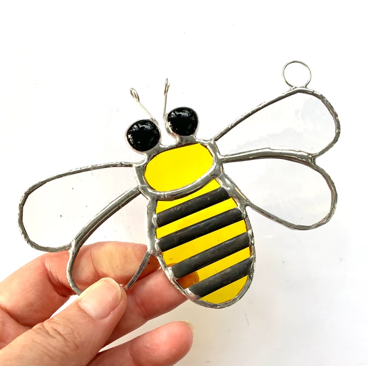 Stained Glass Bee Suncatcher Medium - Handmade... - Folksy
