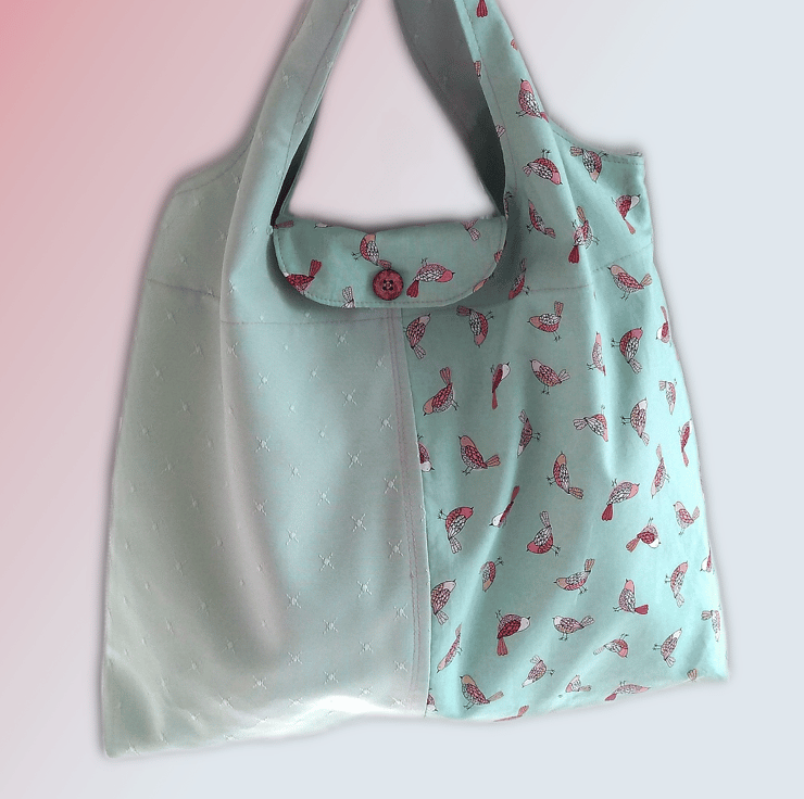 Folding shopping bag, with birds, reusable, bag... - Folksy