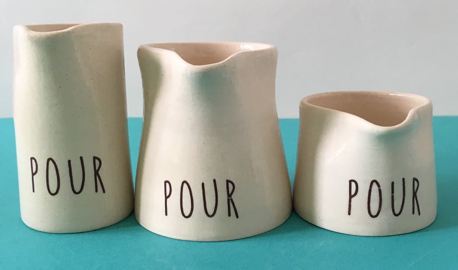 3 Ceramic jugs, Milk Jug. Pourer. Custard jug. ... - Folksy