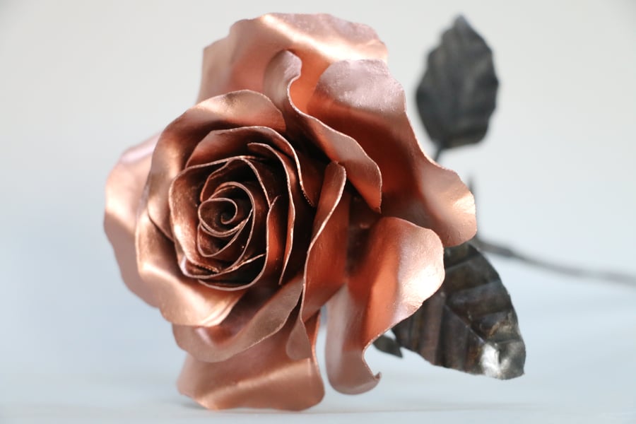 Copper coloured steel handmade metal rose, flow... - Folksy