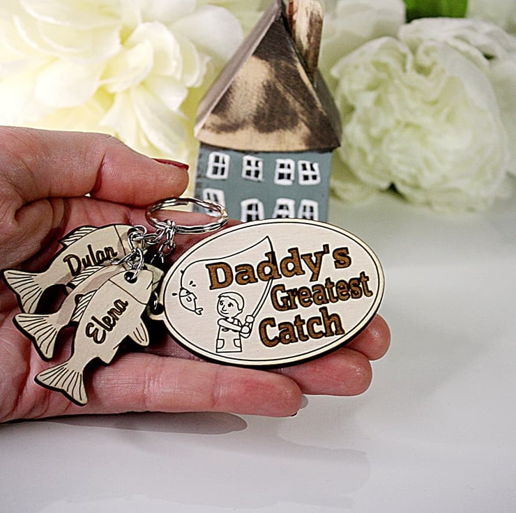 Personalised Fishing Keyring, Daddy's Greatest ... - Folksy