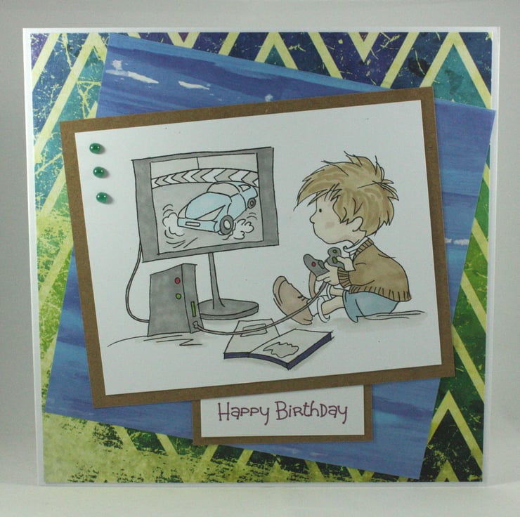 Handmade birthday card - the gamer - Folksy