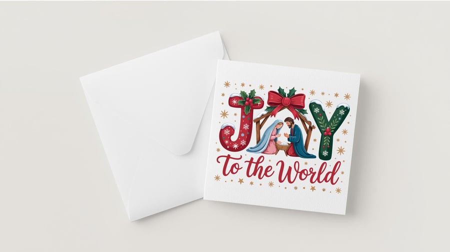 Joy to the World Nativity Card 6x6 Inch Christi... - Folksy