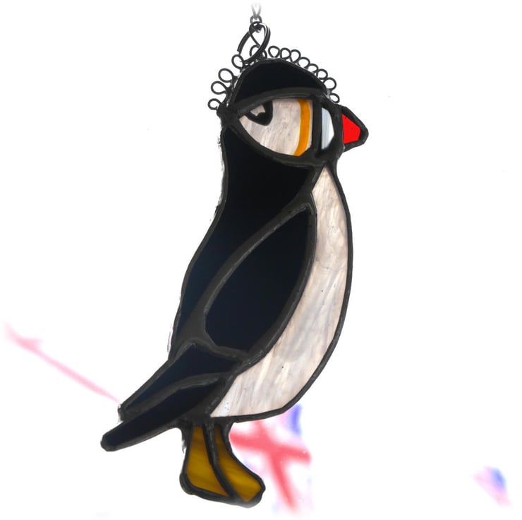 Puffin Bird Suncatcher Stained Glass Handmade B... - Folksy