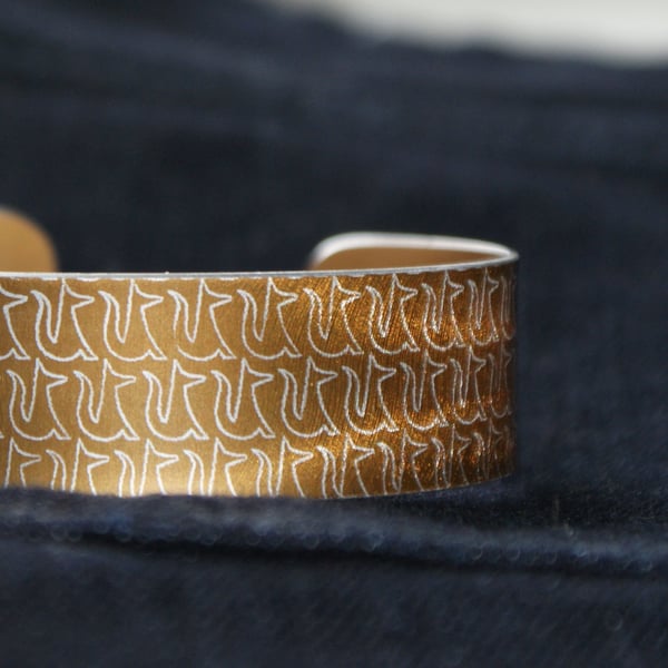 Geometric fox pattern cuff bracelet bronze - Folksy