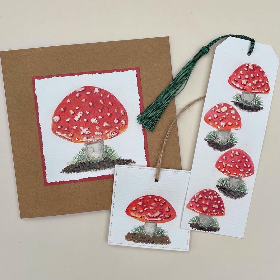 Hand Painted Mushroom Card - Folksy