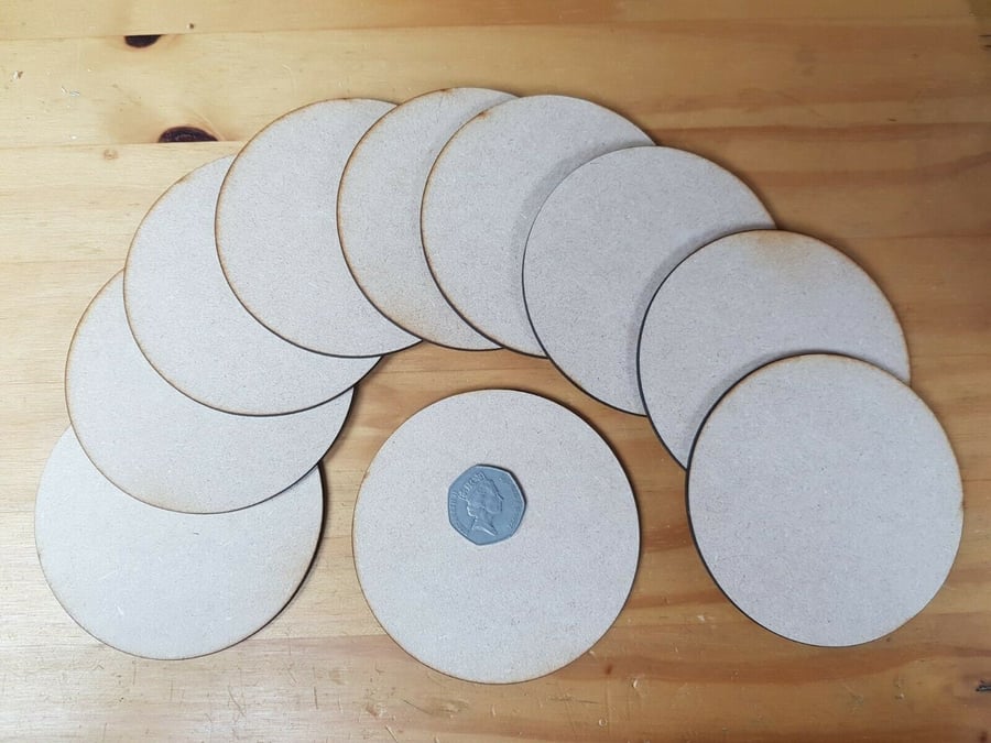 10x wooden mdf plain coasters 10cm 100mm craft ... - Folksy