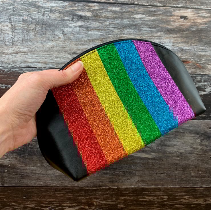 Rainbow Faux Leather Zipper Pouch - Folksy