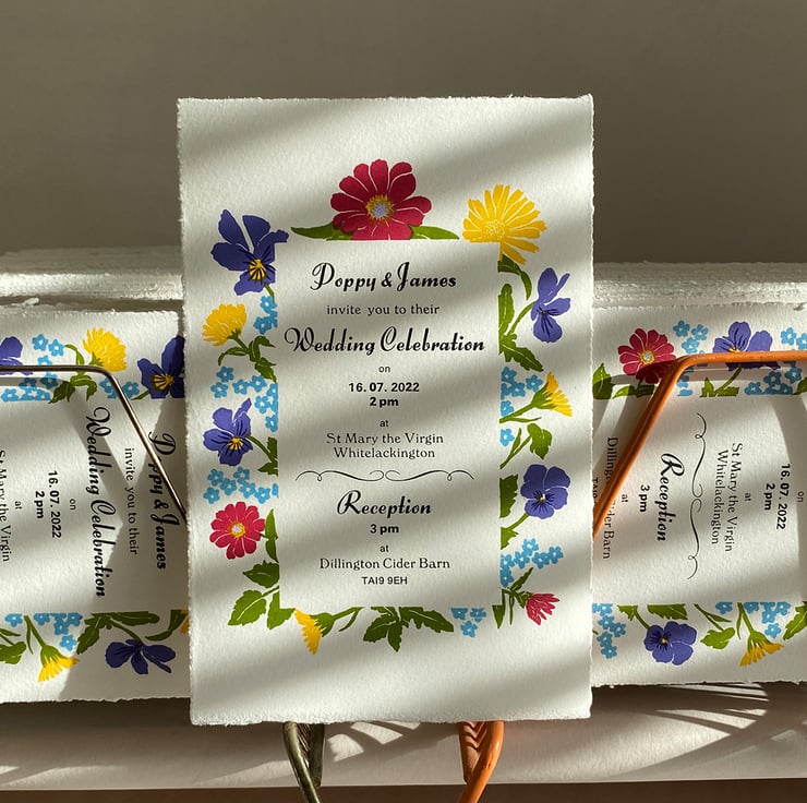 Wedding Invitation 3 - HandPrinted linocut &... - Folksy