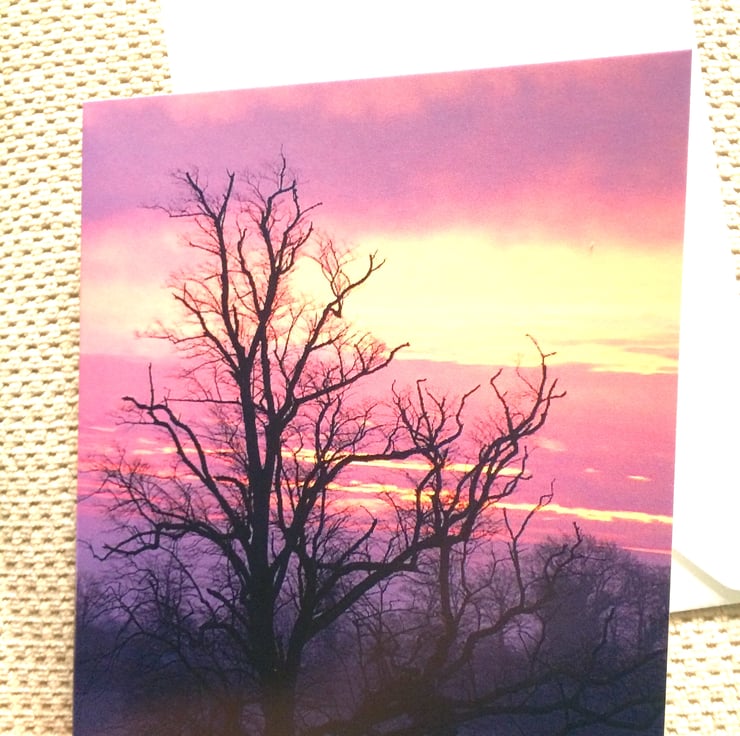 Card- Lonesome Tree at Sunrise - Folksy