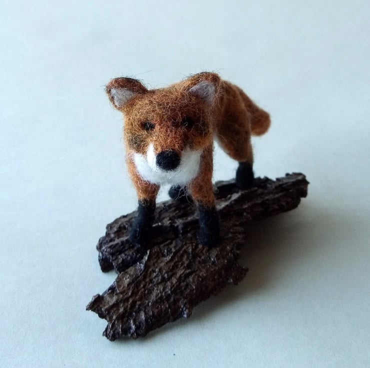 Standing fox - needle felted fox sculpture on a... - Folksy