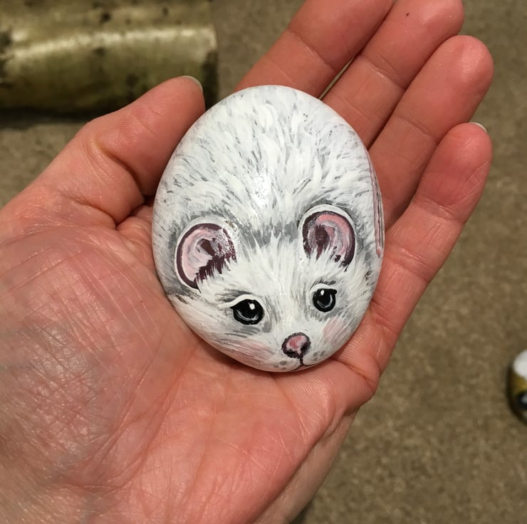 Mouse hand painted pebble garden rock art wildl... - Folksy