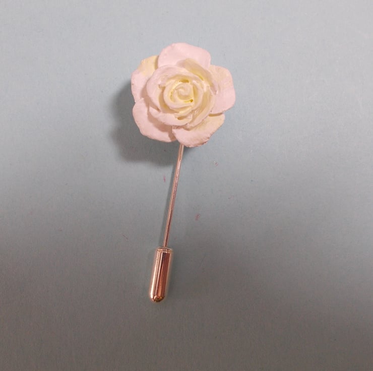 Small Delicate WHITE ROSE PIN Wedding Lapel Flo... - Folksy