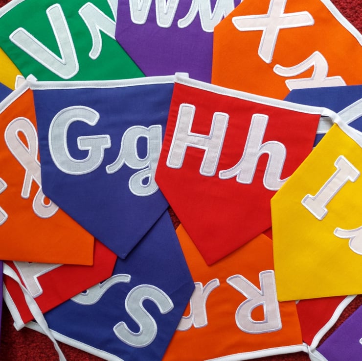 Capital and Cursive Case Alphabet Bunting Rainb... - Folksy