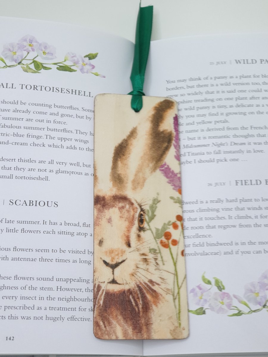 Hare wooden bookmark, British wildlife gift for... - Folksy
