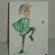 original hand painted cartoon Irish dancer cart... - Folksy