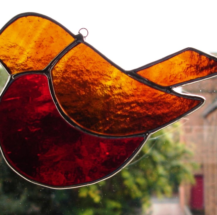 CHRISTMAS ROBIN IN STAINED GLASS - Folksy