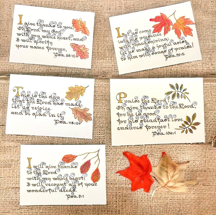 Set of 5 hand finished calligraphy scripture Th... - Folksy