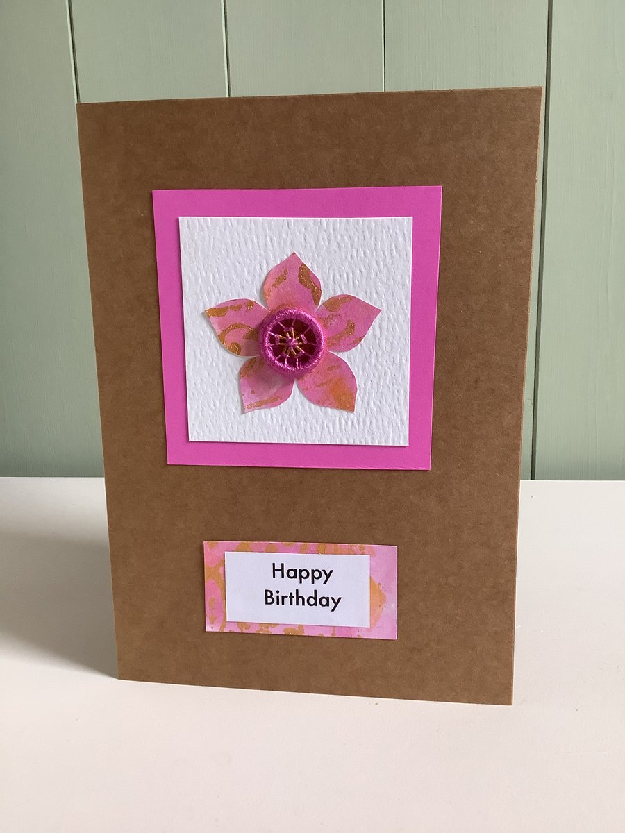 Handcrafted Birthday Card embellished with a Do... - Folksy