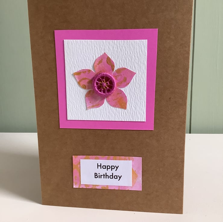 Handcrafted Birthday Card embellished with a Do... - Folksy