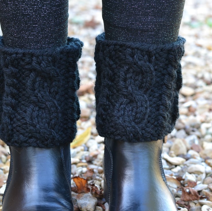 Boot Cuffs, Boot Toppers Super Chunky Black K... - Folksy