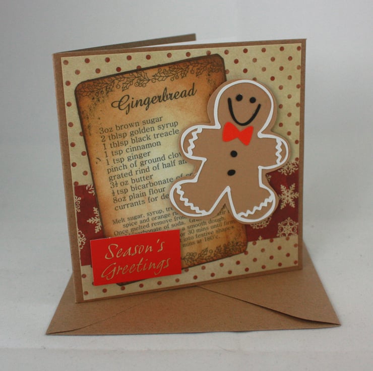Pack of 3 handmade Christmas cards - Gingerbrea... - Folksy