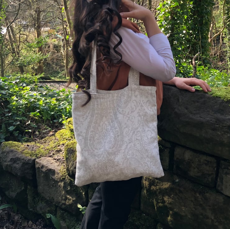 Light Grey Tote Bag, Tote Bag, Reusable Bag, Ba... - Folksy