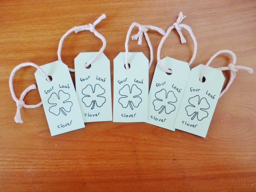Four leafed clover gift tags - Folksy