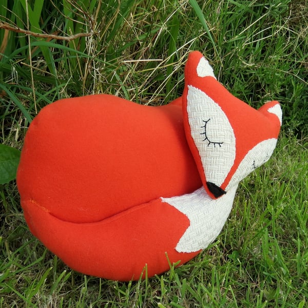 A snoozy fox cushion. 38cm in length. (15 inches) - Folksy