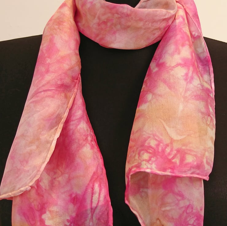 'Cabbage Rose' - Hand Painted Silk Scarf in ros... - Folksy