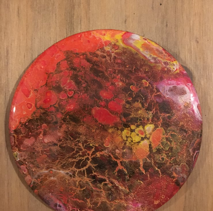 Red, lightweight, round , fluid art coasters,... - Folksy