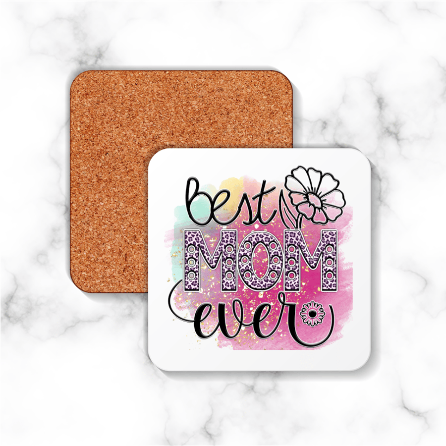 9cm square coaster - Best mom ever - sublimated - Folksy
