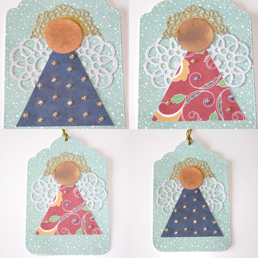 Paper Angel Christmas Gift Tags Set of 4 Set 1 - Folksy