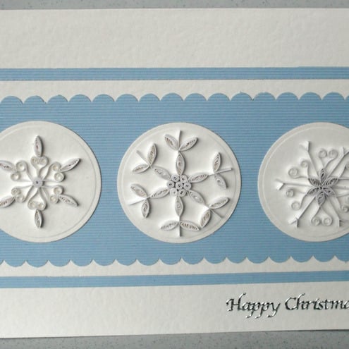 Quilled happy Christmas card with quilling snow... - Folksy