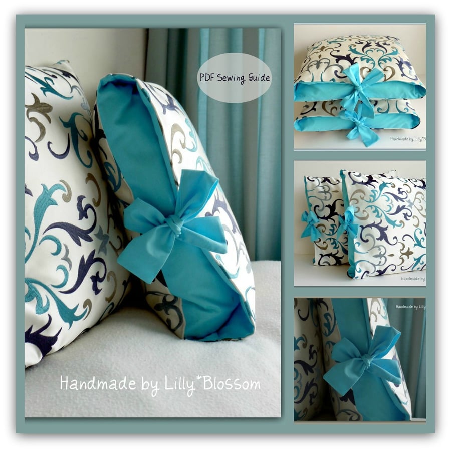 PDF Sewing Pattern Contrast Tied Cushion Cover - Folksy