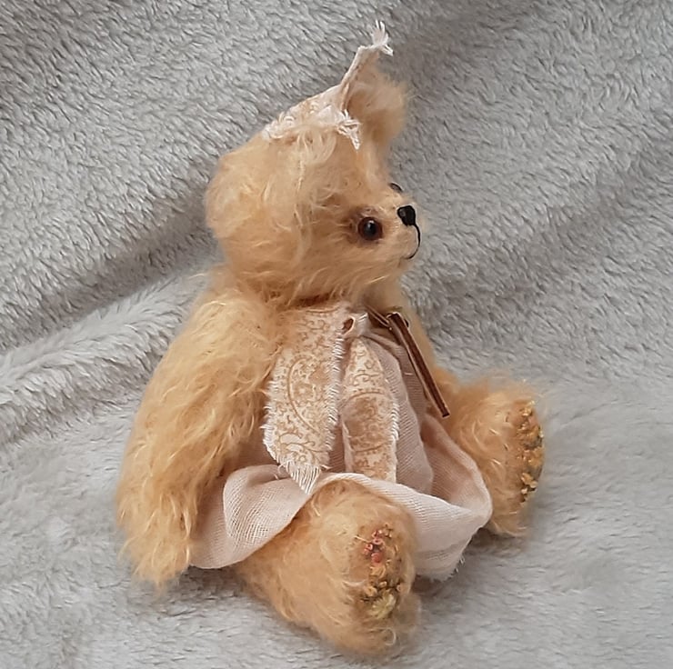 Small mohair artist bear, handmade embroidered ... - Folksy