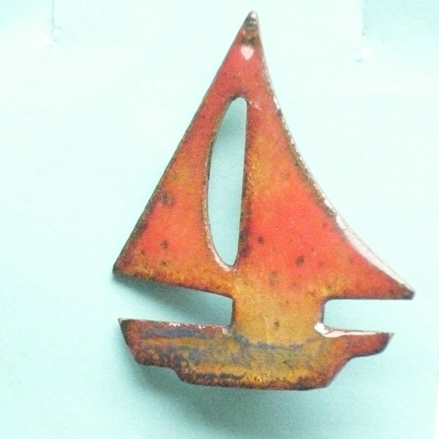 large boat - red sails - Folksy