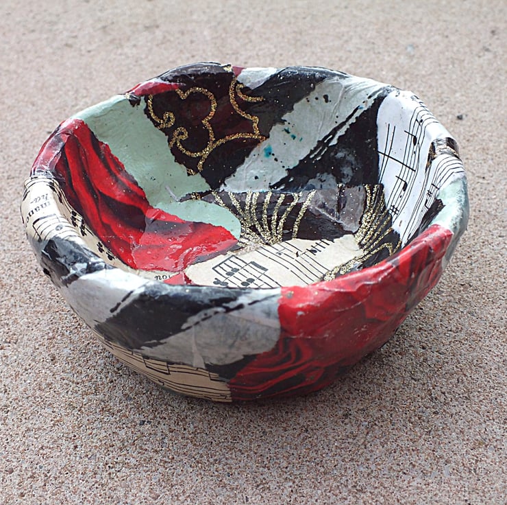 Funky Ceramic Bowl With Decoupage - Folksy