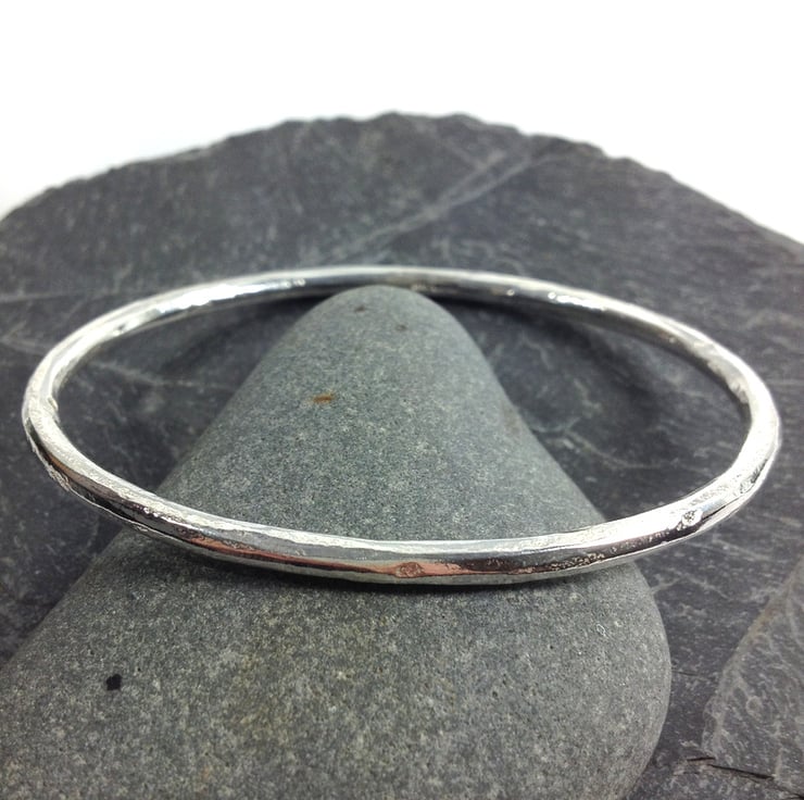 Silver Bangle oval bangle - Folksy