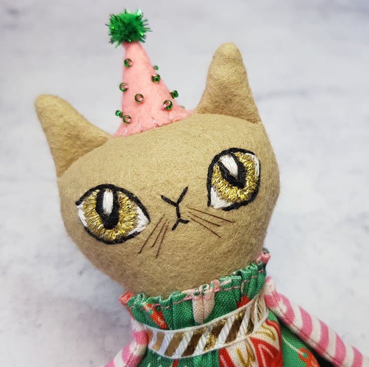 Festive Mink Cat Art Doll - Folksy