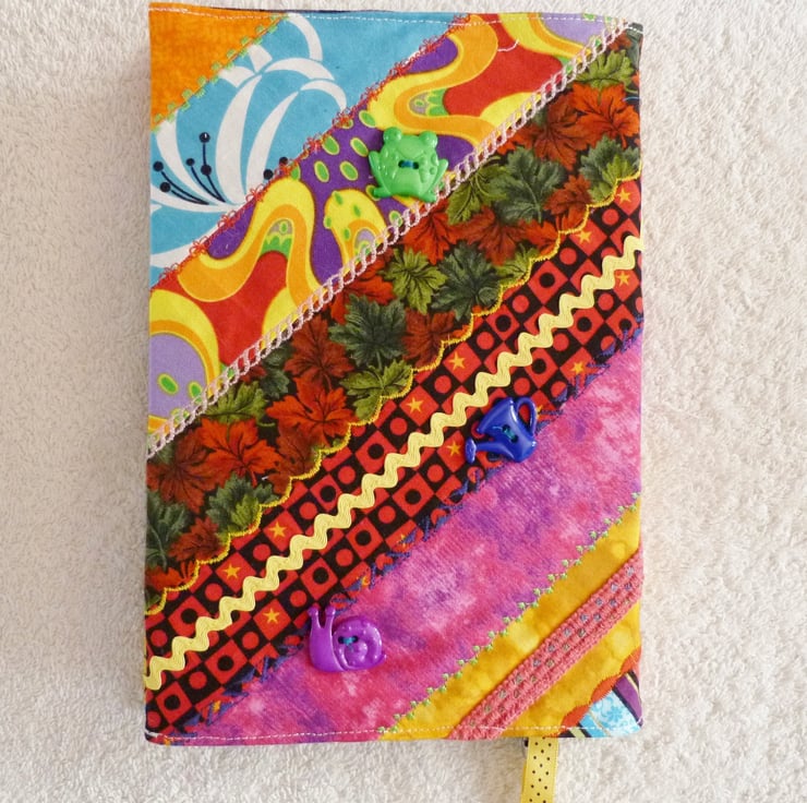 Embellished Patchwork A5 Notebook with Bookmar... - Folksy