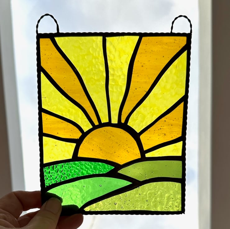 Stained Glass Sunrise Panel Suncatcher - Handma... - Folksy