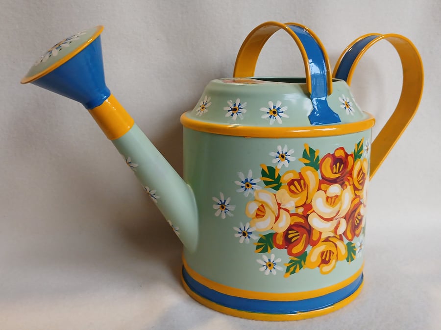 Handpainted watering can - Folksy