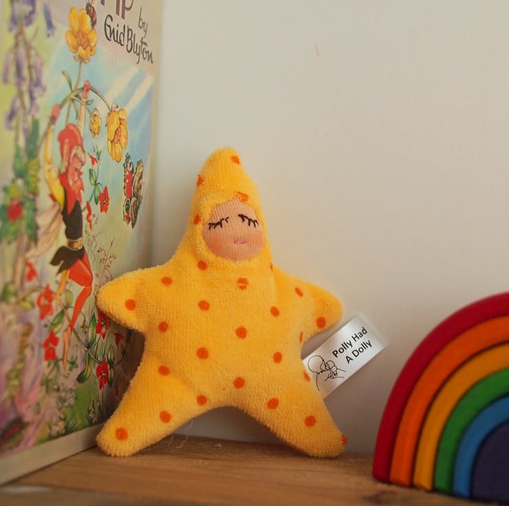 Spotty star doll, Waldorf tiny doll, nursery to... - Folksy