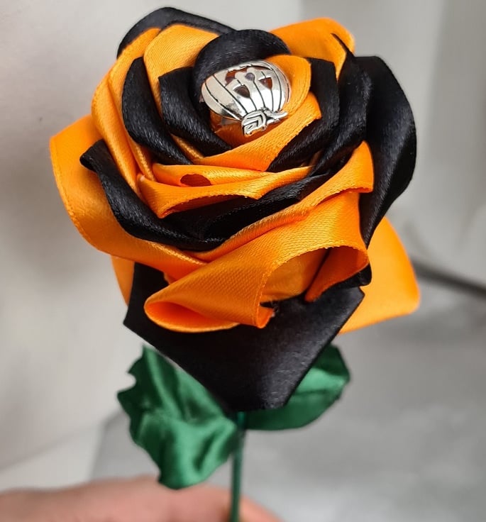 Gorgeous Handmade Pumpkin Ribbon Rose - Long St... - Folksy