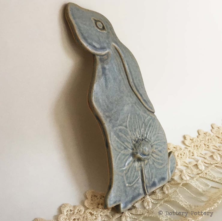 Ceramic Moon Gazing Hare Pottery Hare decoratio... - Folksy