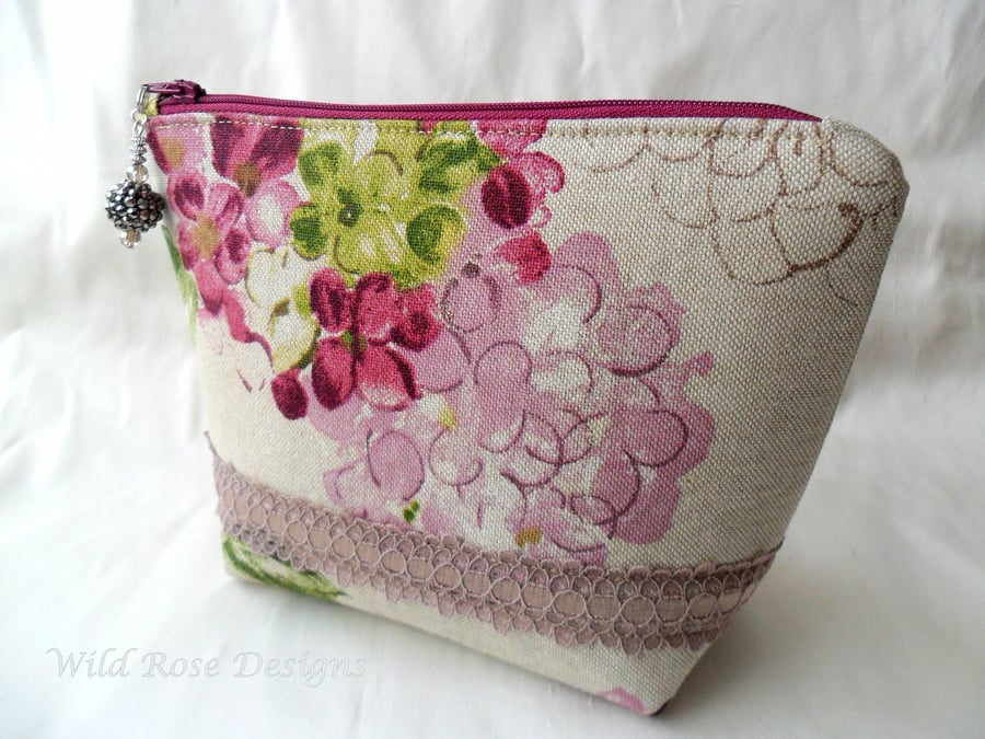 Floral print make-up bag. Cosmetics bag. - Folksy