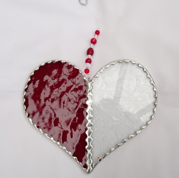 Stained Glass Heart Suncatcher - Red - Folksy